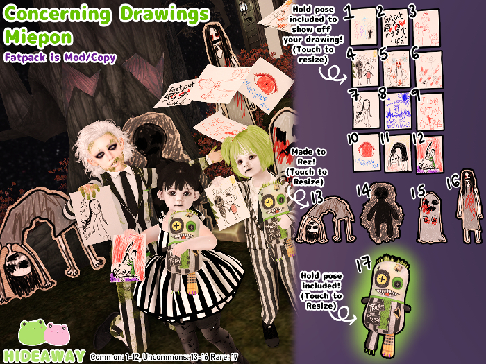 Second Life Marketplace - [Hideaway] Concerning Kids Drawings FATPACK